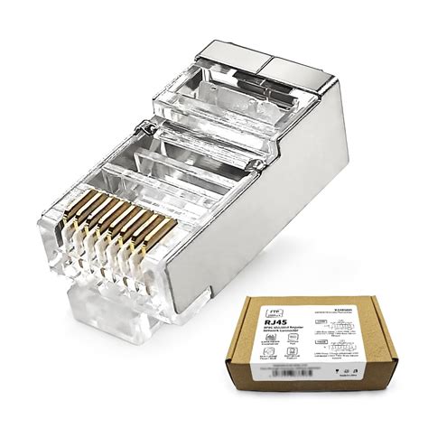Xanham 100 Pack Cat 6 Rj45 Shielded Connectors Regular Modular Crimp Network Plug For 23awg Cat6