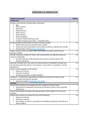 Copy Of Assignment One Grading Rubric Docx Grading Rubric For Assignment One Project Component