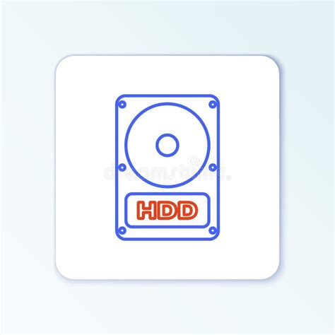 Line Hard Disk Drive Hdd Icon Isolated On White Background Colorful Outline Concept Stock