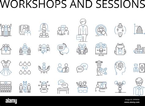 Workshops And Sessions Line Icons Collection Seminars And Lectures Talks And Speeches Classes