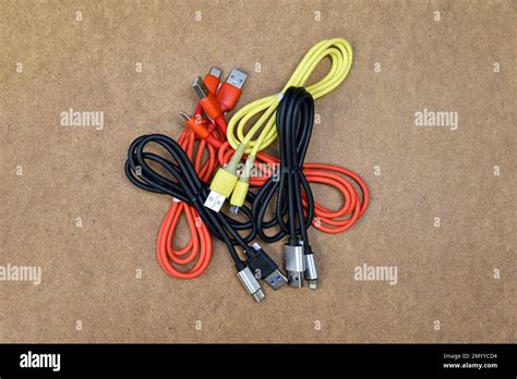 Lots Of Type C And Lightning Connector Charging Cords Stock Photo Alamy