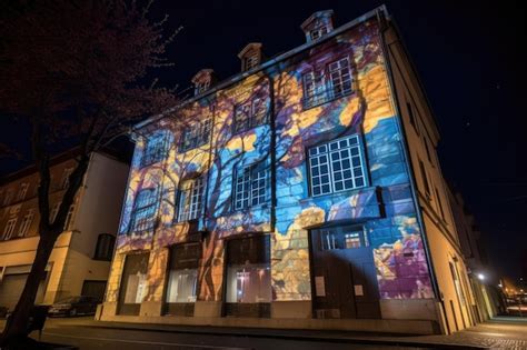Premium AI Image Interactive Digital Projection On A Building Facade Created With Generative Ai
