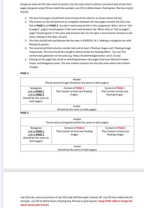 Solved Design An External Css Style Sheet 5 Points Use