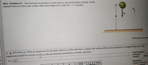 solved 8 problem 12 gravitational acceleration on the