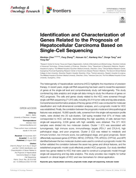 Pdf Identification And Characterization Of Genes Related To The