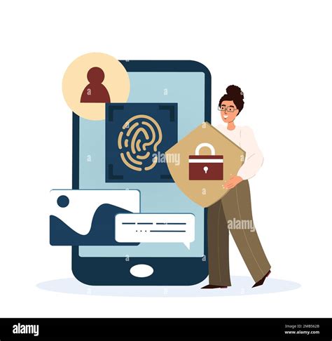 Mobile Personal Data Protection Conceptcharacter Safeguard Security