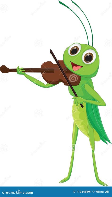 Cute Grasshopper With A Violin Stock Vector Illustration Of Animal