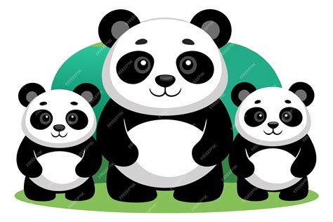 Three Cute Pandas Standing Together In A Green Meadow Premium Ai Three Cute Pandas Standing Together In A Green Meadow Premium Ai