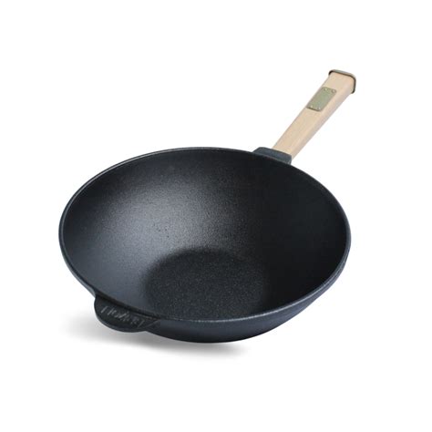 Сковорода чугунная с деревянной ручкой и стеклянной крышкой WOK 2,2 л ...