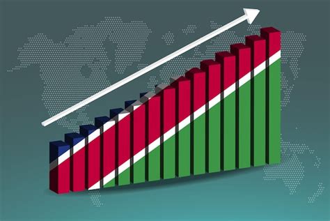 데이터 국가 통계 개념에 나미비아 3d 막대형 차트 그래프 벡터 위쪽 상승 화살표 프리미엄 벡터