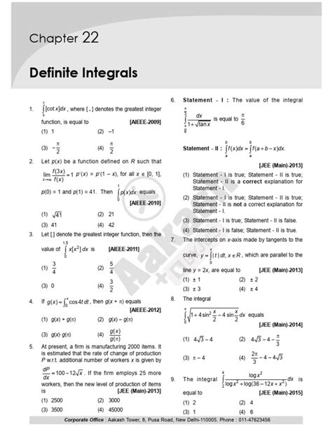 M Ch 22 Definite Integrals Download Free Pdf Function Mathematics Integer