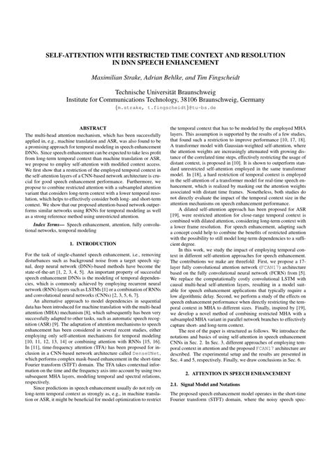 Pdf Self Attention With Restricted Time Context And Resolution In Dnn