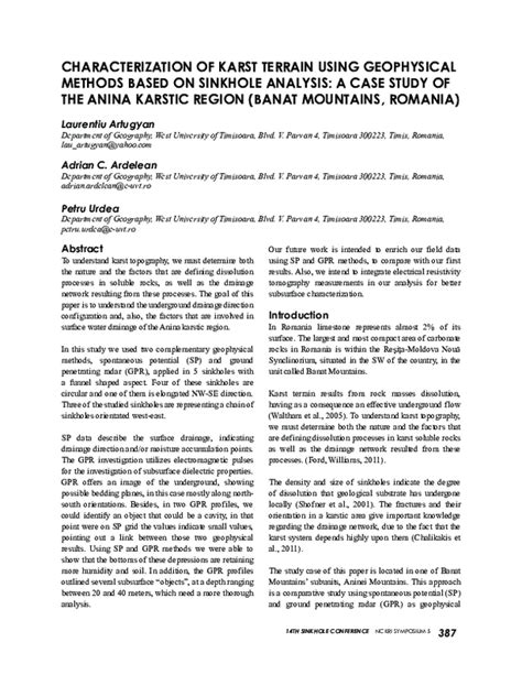 Pdf Characterization Of Karst Terrain Using Geophysical Methods Based