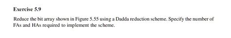 Solved Exercise 5 9 Reduce The Bit Array Shown In Figure 5 55 Using A Dadda Reduction Scheme