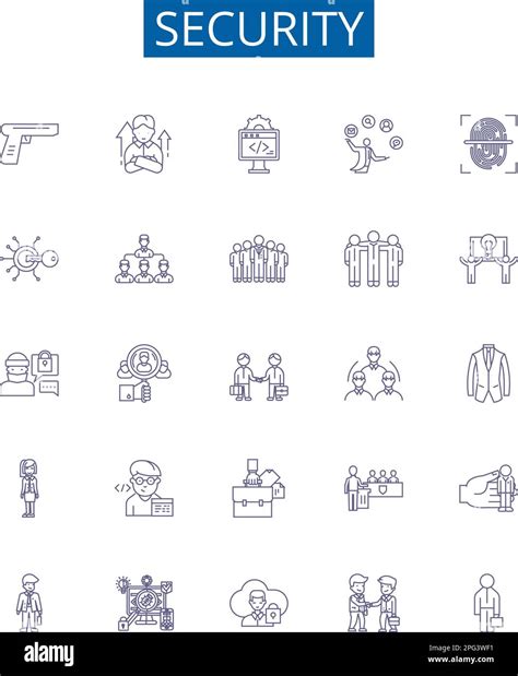 Security Line Icons Signs Set Design Collection Of Secure Safeguard Protect Fortify Defend