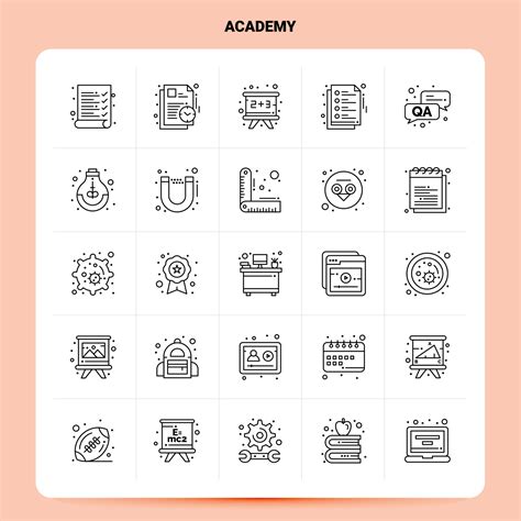 Outline 25 Academy Icon Set Vector Line Style Design Black Icons Set