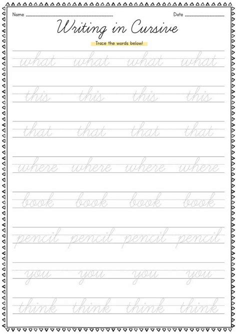 Cursive Word Practice Worksheets Printable Free Download And Print