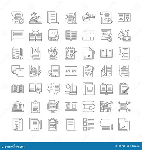 Text Linear Icons Signs Symbols Vector Line Illustration Set 165758158