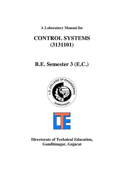 cs lab manual a laboratory manual for control systems 3131101 b