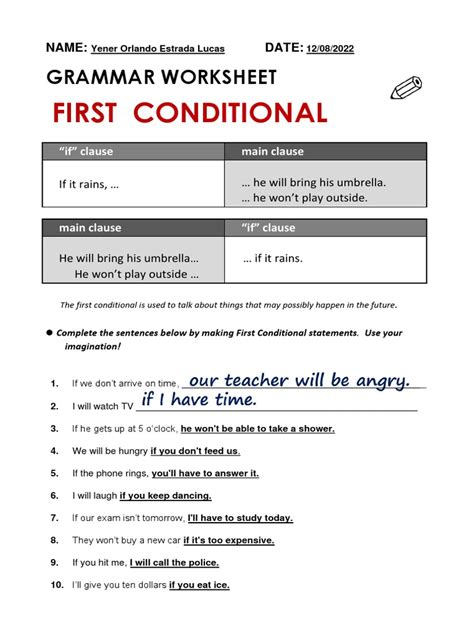 First Conditional Worksheet Pdf
