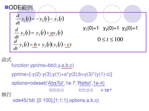 MATLAB在常微分方程上的應用 楊惠如 老師王天楷教授 ppt download