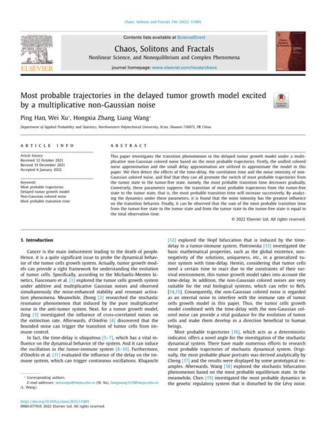 Pdf Most Probable Trajectories In The Delayed Tumor Growth Model