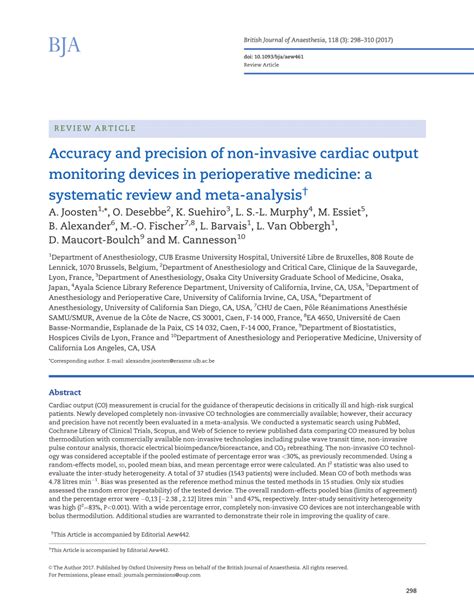 Pdf Accuracy And Precision Of Non Invasive Cardiac Output Monitoring Devices In Perioperative