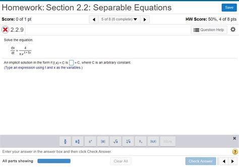 Solved Homework Section 2 2 Separable Equations Save