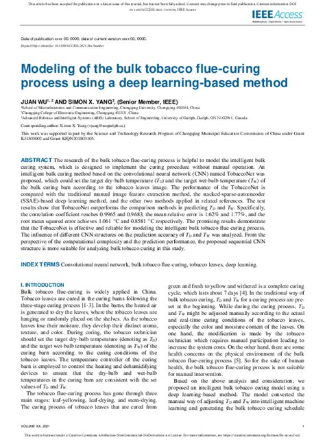 Pdf Modeling Of The Bulk Tobacco Flue Curing Process Using A Deep