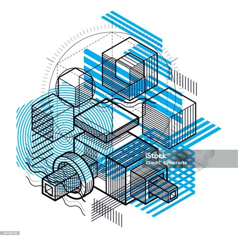 3d Abstract Vector Isometric Background Layout Of Cubes Hexagons Squares Rectangles And