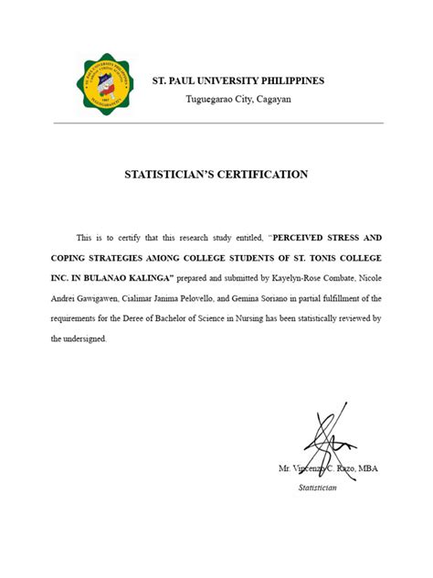 Statistician Certification Pdf