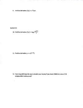 Calculus Logarithmic And Exponential Functions Review By Elizabeth Welch