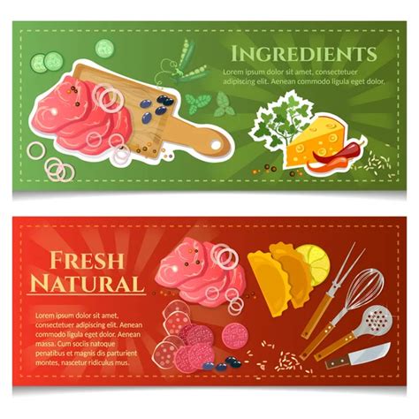 Cooking Food Banner Top View Meat On Cutting Board Stock Vector Image