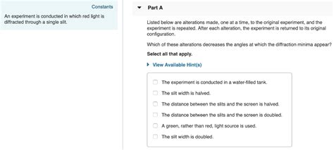 solved constants part a an experiment is conducted in which