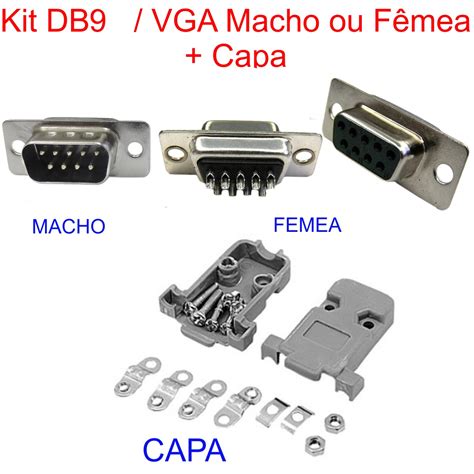 Kit Conector Db9 Ou Db15 Macho Ou Fêmea C Pinos Solda Fio Capa