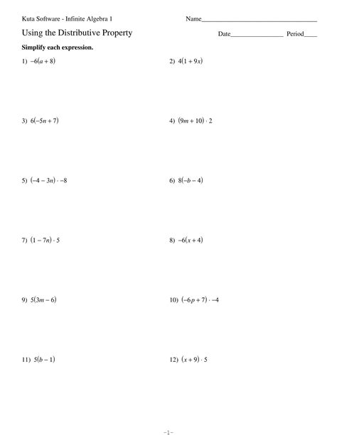 Free Printable Distributive Property Worksheet Templates [answers]