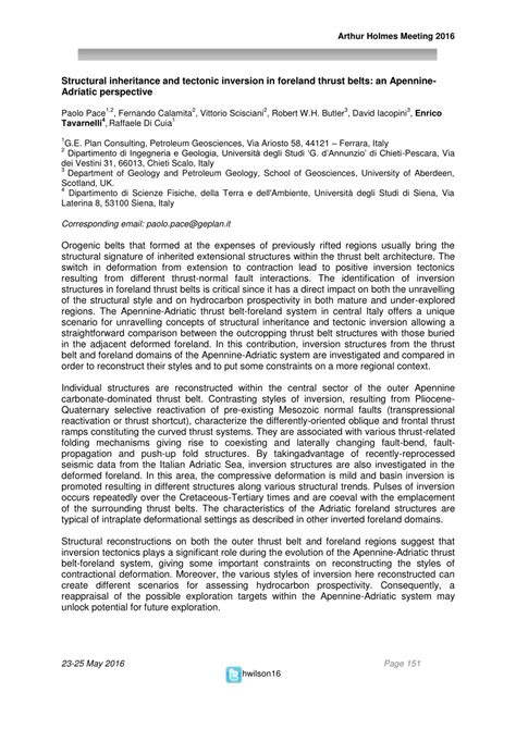 Pdf Structural Inheritance And Tectonic Inversion In Foreland Thrust Belts An Apennine