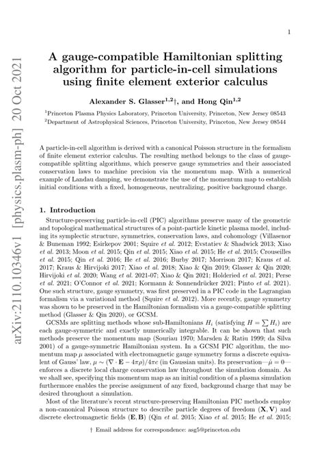pdf a gauge compatible hamiltonian splitting algorithm for particle