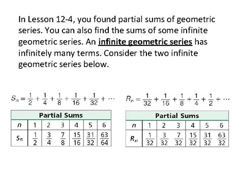 Infinite Geometric Series Objectives Find Sums Of Infinite
