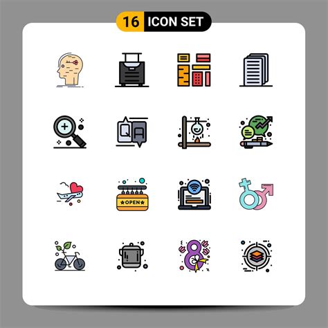 16 Thematic Vector Flat Color Filled Lines And Editable Symbols Of Find File Advertising