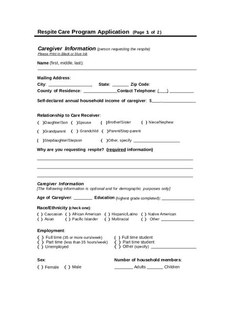 Respite Provider Application Doc Template Pdffiller