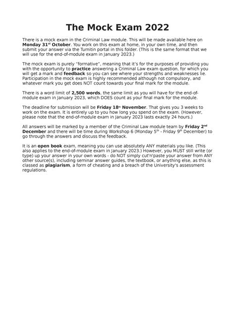 The Mock Exam Info Sfg The Mock Exam There Is A Mock Exam In The Criminal Law
