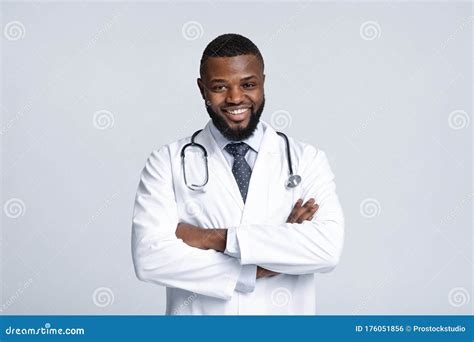 Portrait Of Black Male Doctor With Stethoscope On White Background