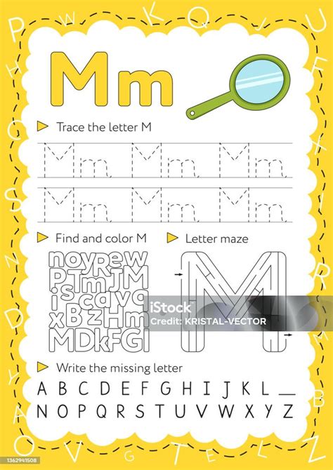 어린이를위한 필기 통합 문서 문자 학습을 위한 워크시트입니다 아이들을위한 활동 책 유치원 교육 페이지 편지 M 대문자에 대한