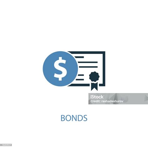 채권 개념 2 컬러 아이콘입니다 간단한 파란색 요소 그림입니다 채권 개념 기호 디자인입니다 웹 및 모바일 Ui Ux에 사용할 수 있습니다 0명에 대한 스톡 벡터 아트 및