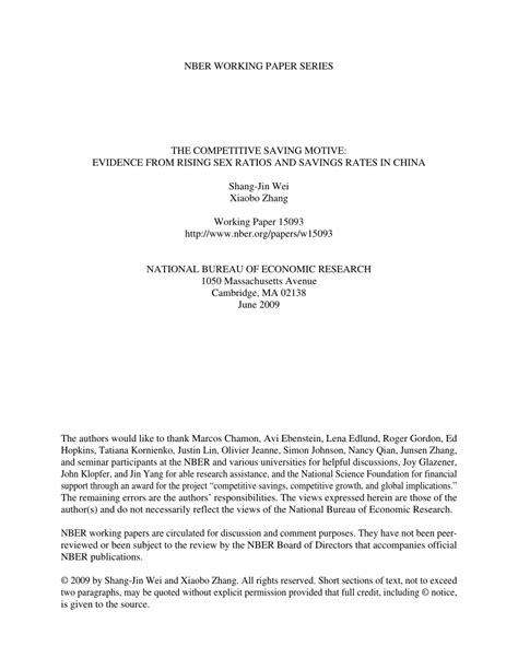 PDF The Competitive Saving Motive Evidence From Rising Sex Ratios And Savings Rates In China