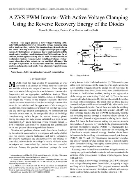 pdf a zvs pwm inverter with active voltage clamping using the reverse