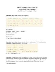 ISE HW Solution Key Spring Docx ISE COMPUTER BASED MODELING HOMEWORK SOLUTION