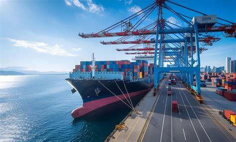 container ship docked at port cargo vessel ready for loading and