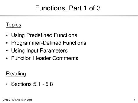 Functions Part 1 Of 3 Topics Using Predefined Functions Ppt Download